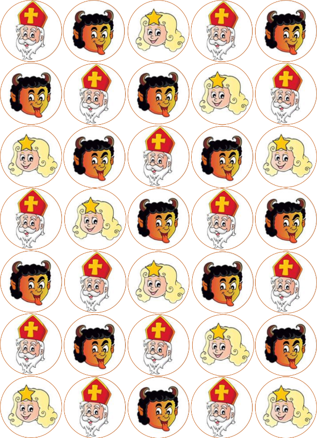 Jedlé obrázky na cupcakes - Mikuláš, čert, anděl - 3,5 cm - Papíry ...