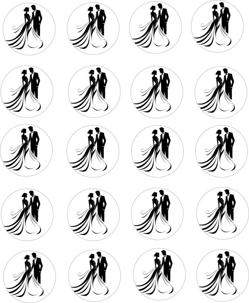 Jedlé obrázky - Svatba cupcakes 4 cm :: Cukrářské potřeby Beruška